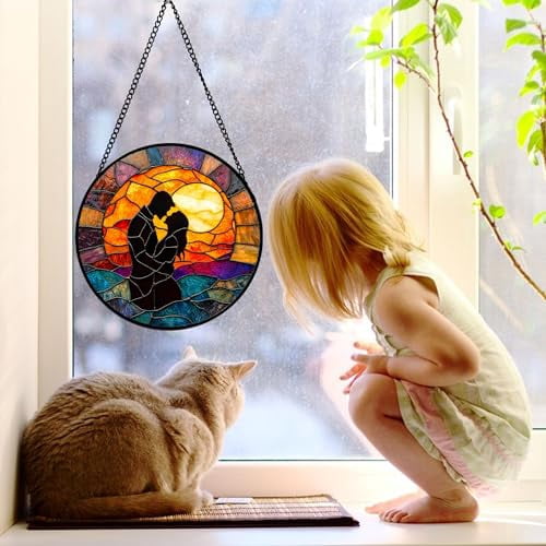 Stained Glass Window Hanging, Romantic Couple Sun Catchers Colorful ...