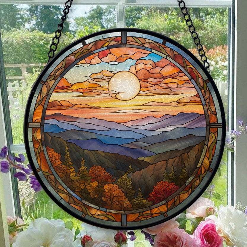 Stained Glass Window Hanging Smoky Mountains - Stained Glass Window ...