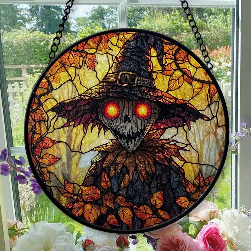 Stained Glass Window Hanging Spooky Scarecrow - Stained Glass Window ...