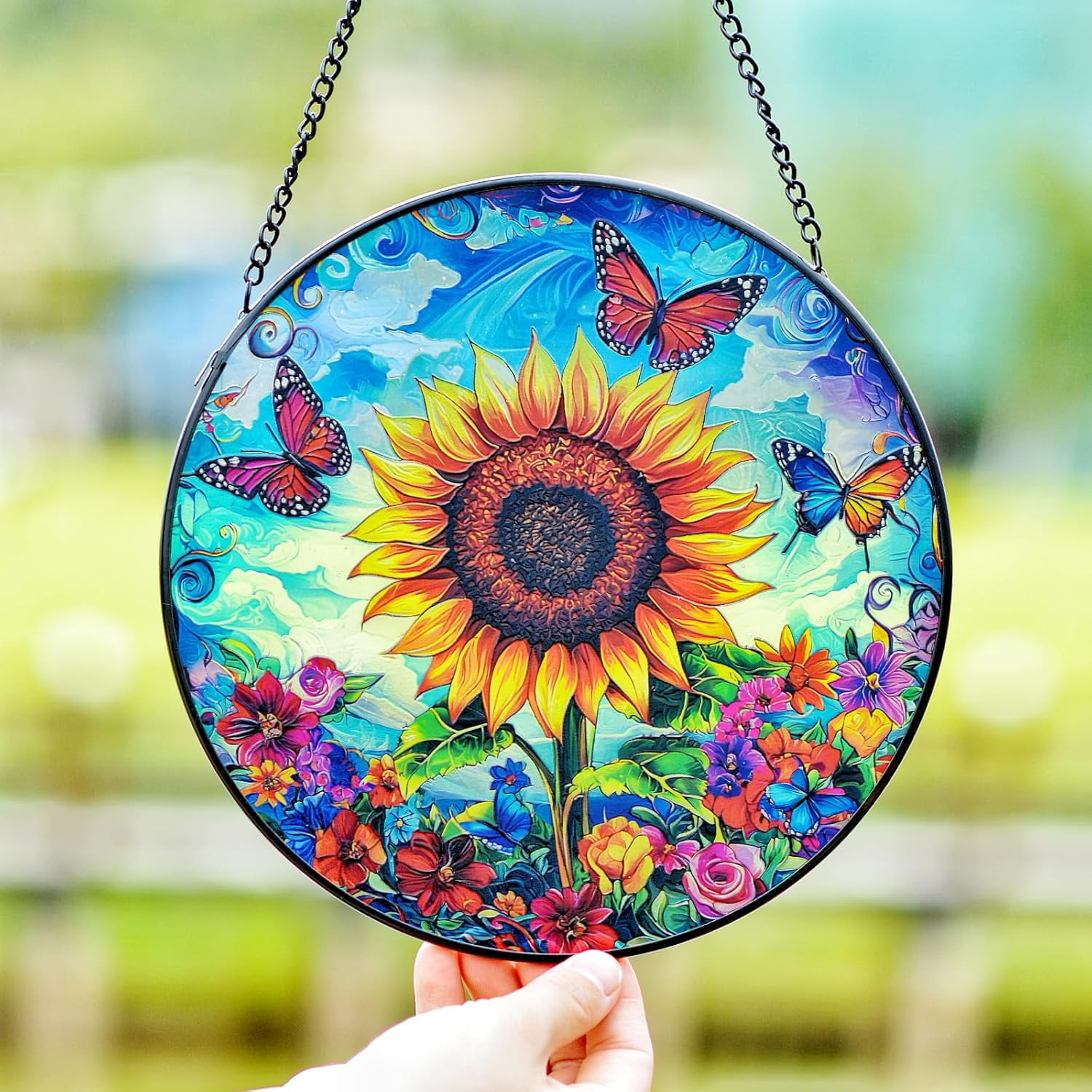 Stained Glass Window Hanging, Stunning Suncatchers for Windows with Fade Resistant Hand-Painted ...