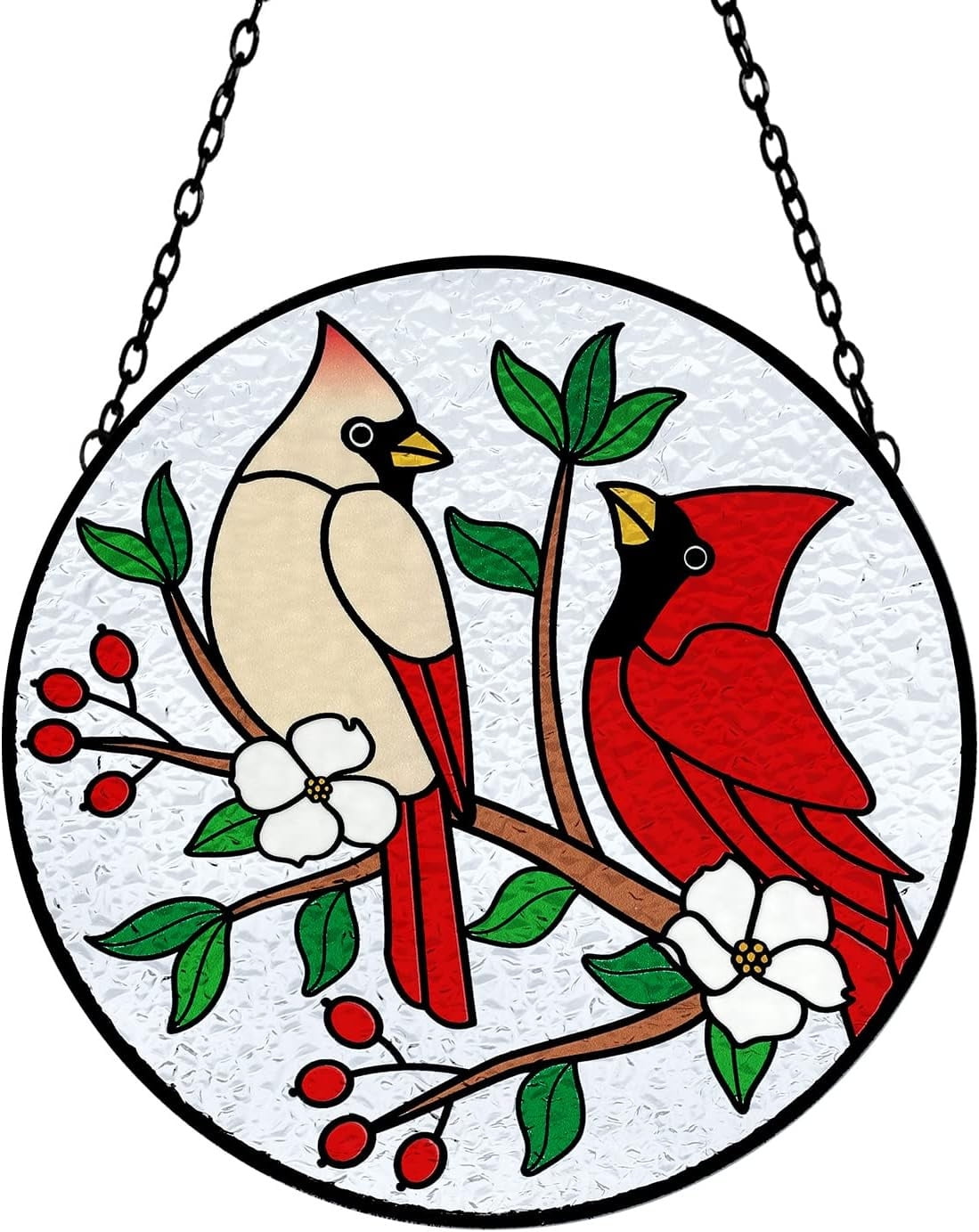 Stained Glass Window Hanging Suncatcher Peacock Red Bird Window Hanging ...