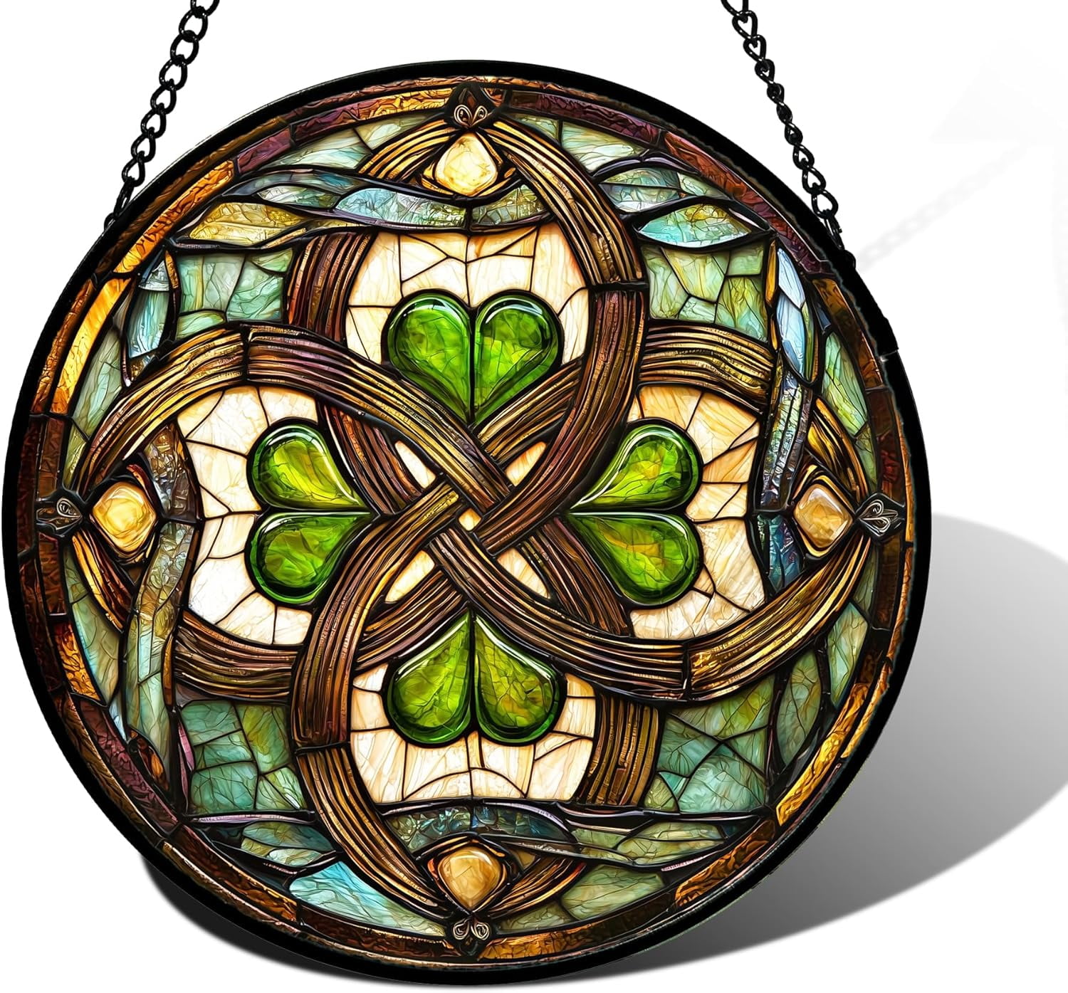 Stained Glass Window Hanging, Tiffany Abstract Geometric Shapes Sun ...