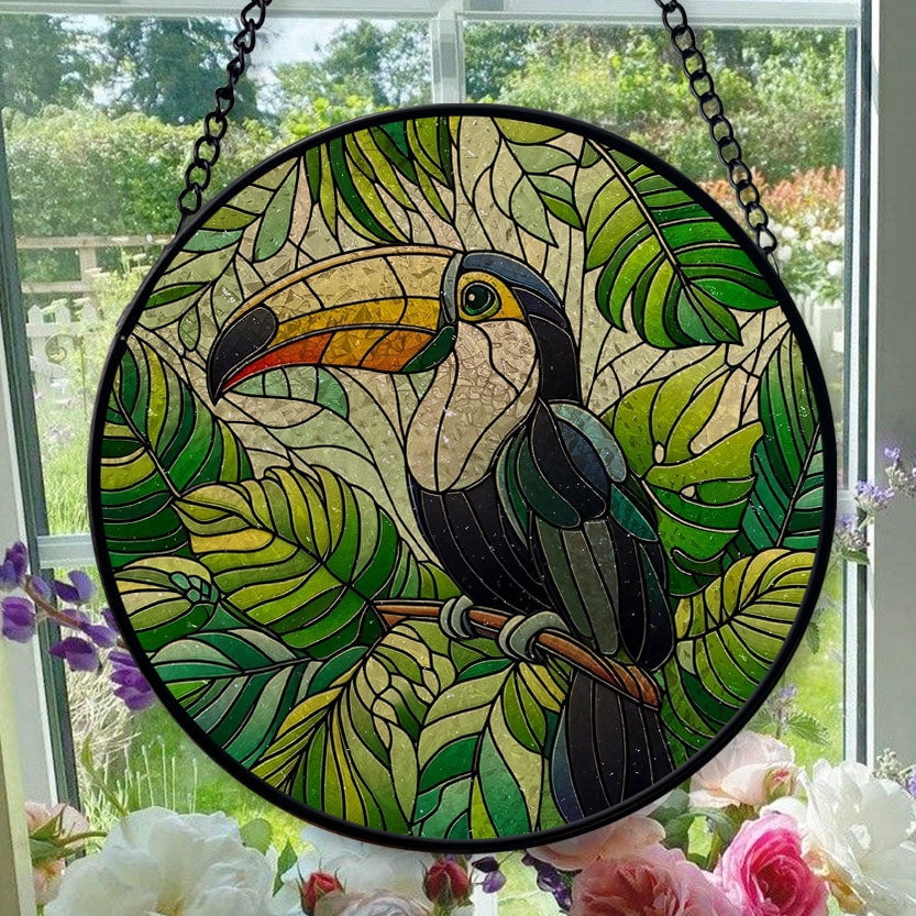 Stained Glass Window Hanging Tropical Toucan Bird - Stained Glass ...