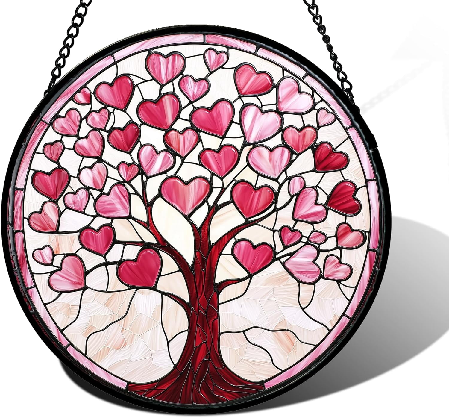 Stained Glass Window Hanging, Valentine's Day Gifts Pink Love Heart ...