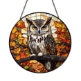 Stained Glass Window Panel Featuring Autumn Owl, Vibrant Wildlife ...