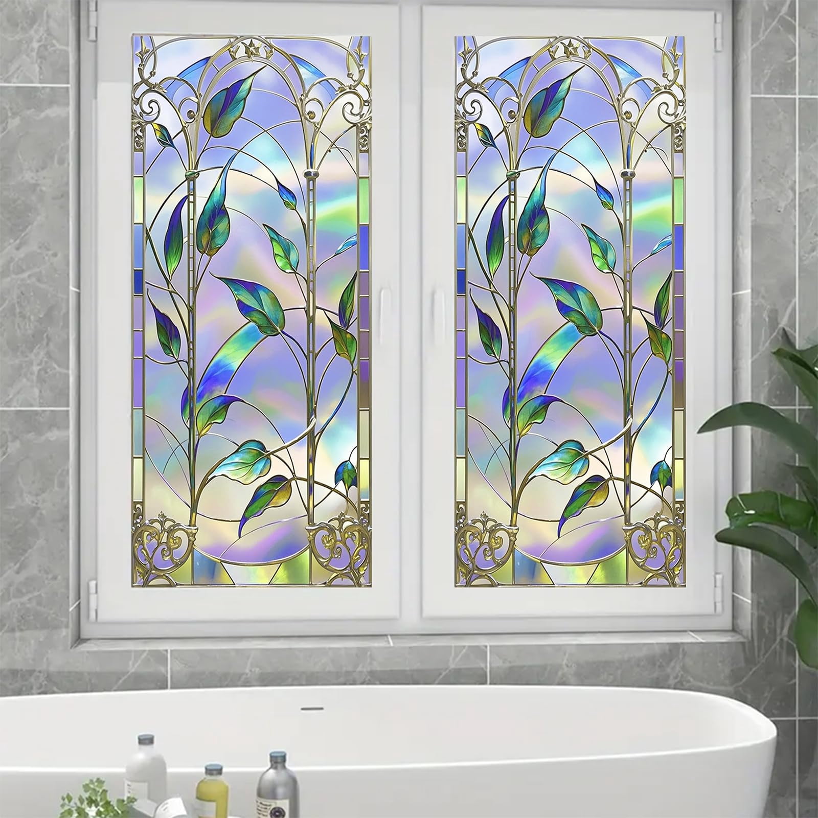 Stained Glass Window Privacy Film 17.71x39.97 inch Glass Window Sticker ...