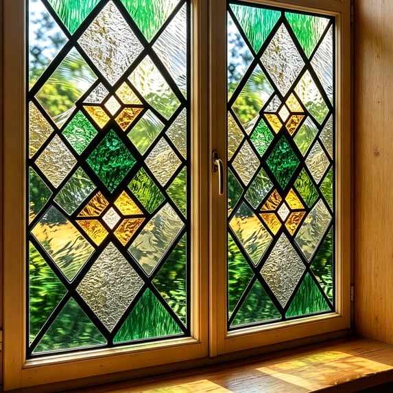 Stained Glass Window Privacy Film Static Cling - Rainbow Glass ...