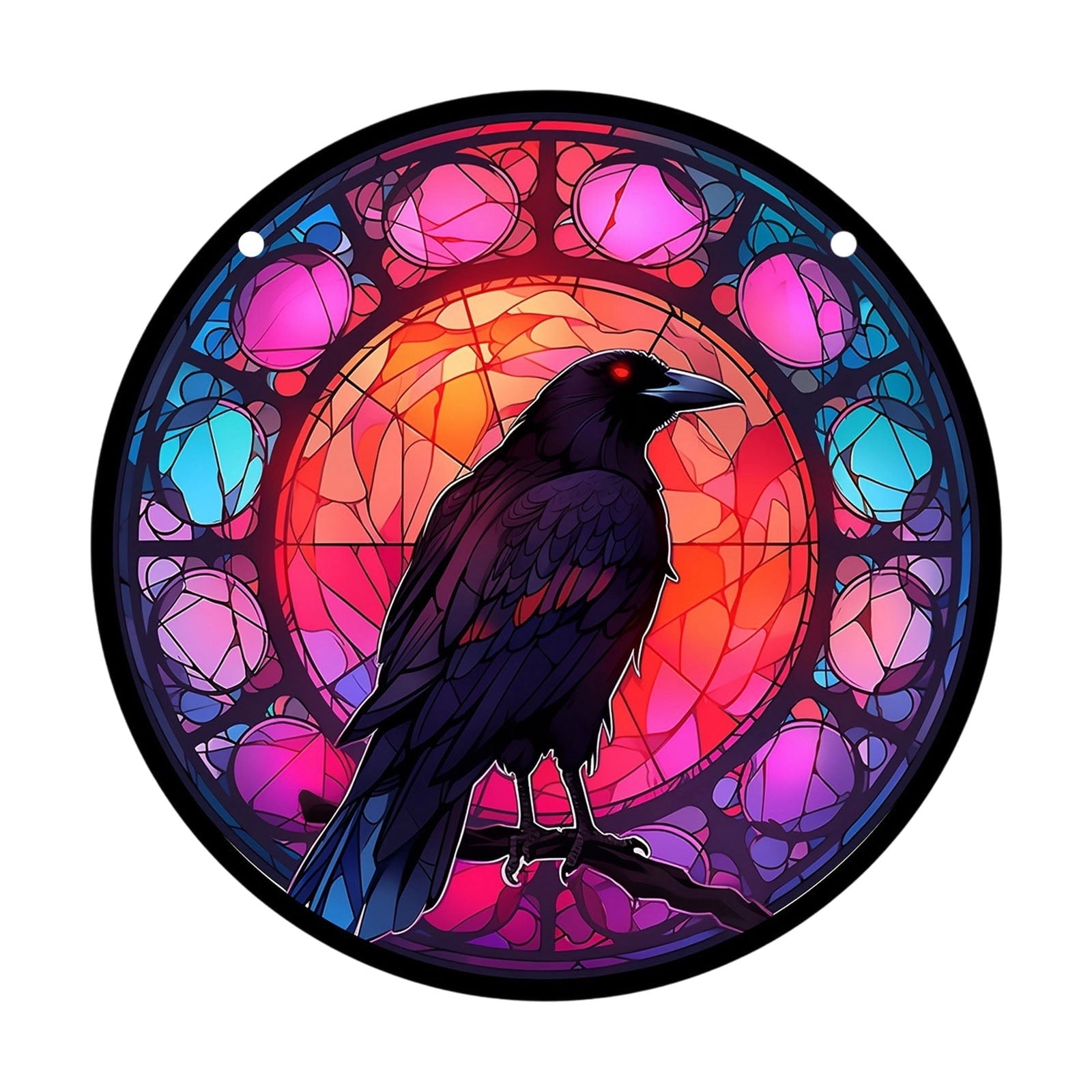Stained Glass Window Ravens Suncatchers Colorful Glass Panel Wall Art ...