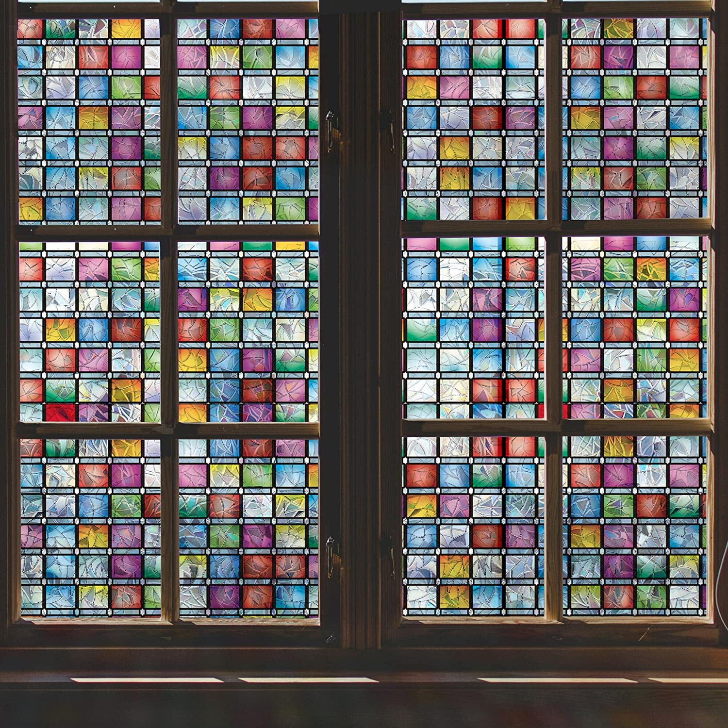 Stained Glass Window Tint, Rainbow Decals, Static Cling Vinyl Non ...