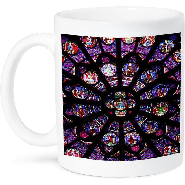Stained Glass Windows of Notre-Dame Cathedral Ceramic Mug, 15 oz ...