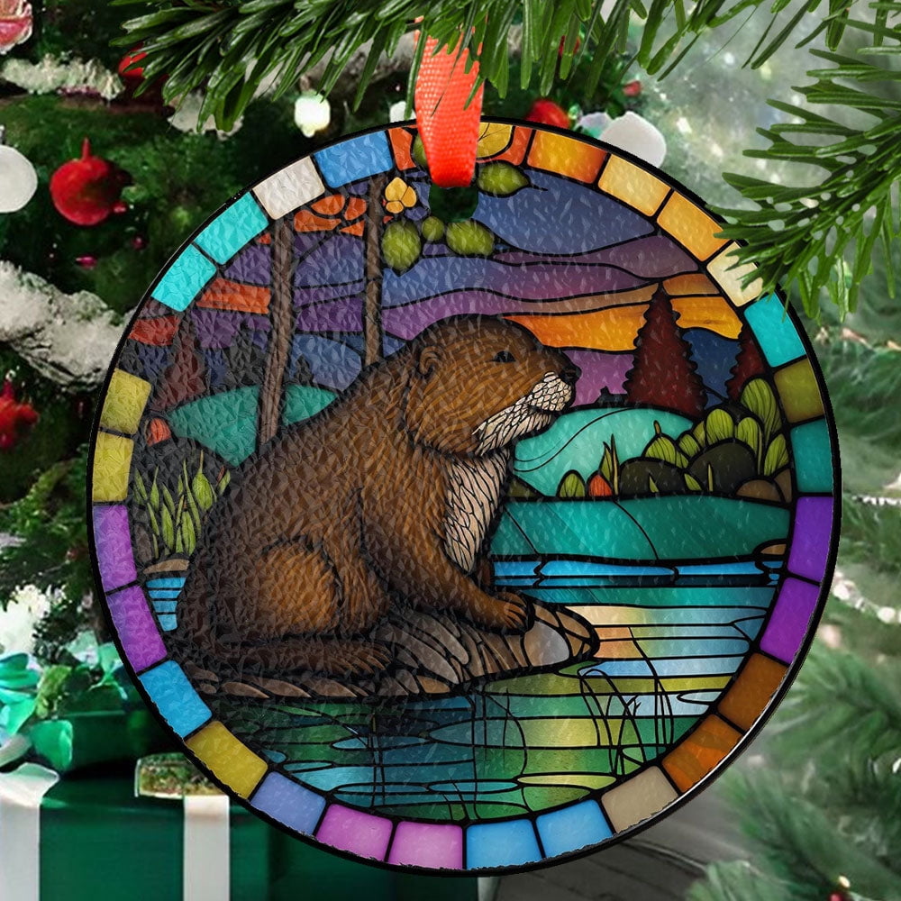 Stained Otter Animal Suncatcher Sea Otter Light Catcher Window Hangings ...