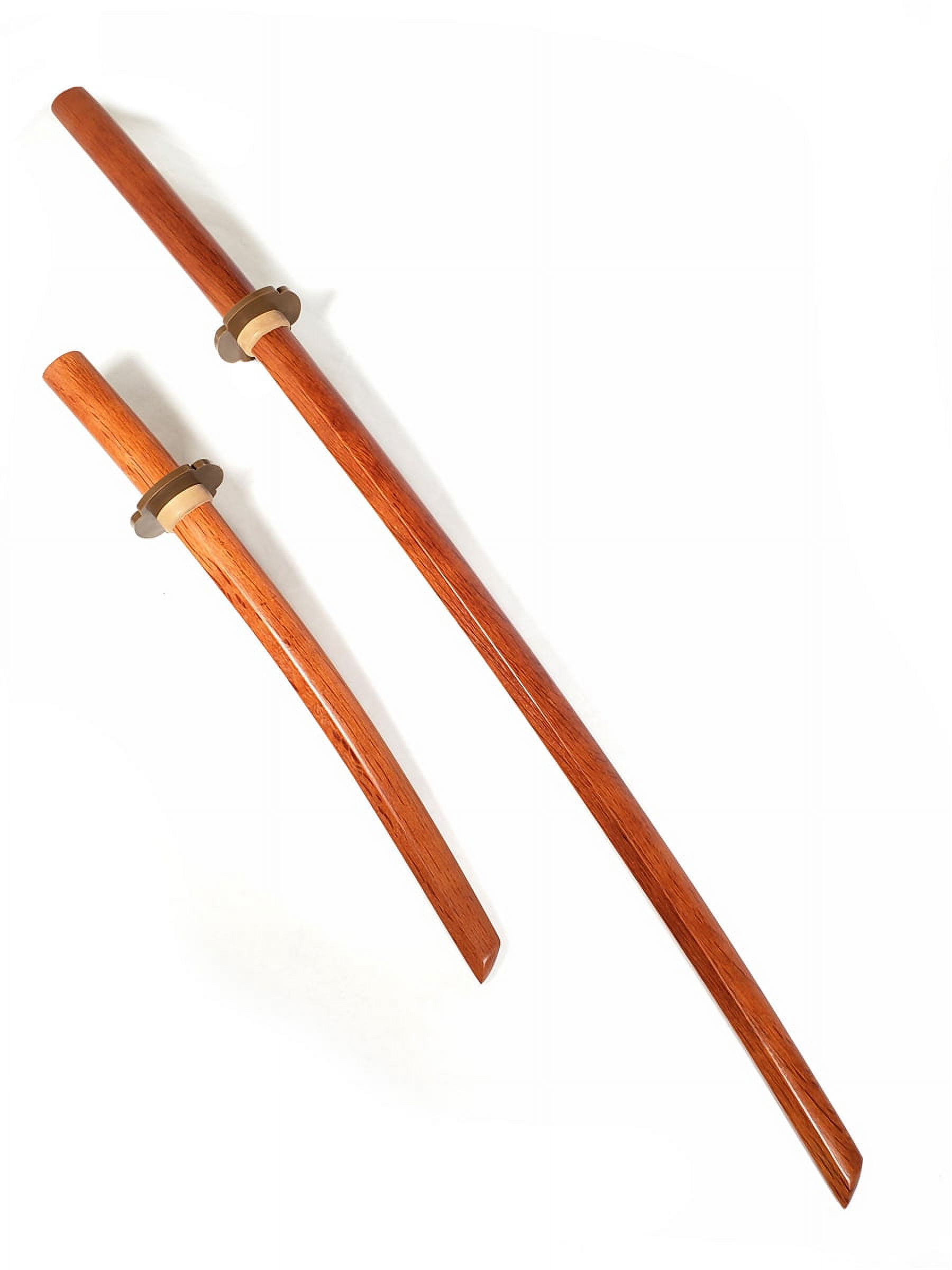 Stained Red Oak Bokken set Long (Daito 40") and Short (Shoto 21.5 ...