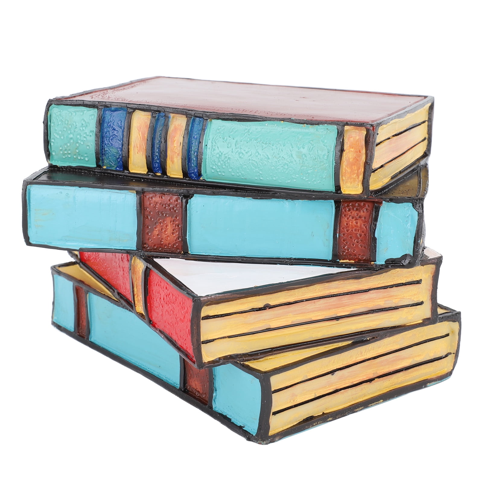 Stained Stacked Books Lamp Resin Handmade Vintage Warm Light Reading ...