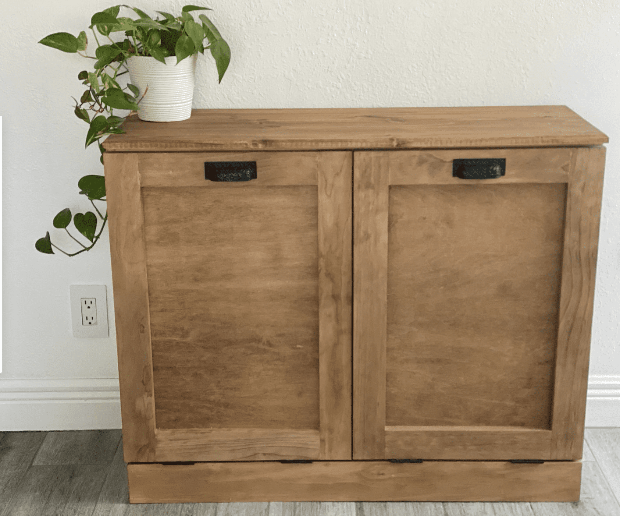 FURNITURE FARM 13 Gallon Dual Compartment Garbage Can, Dark Walnut ...