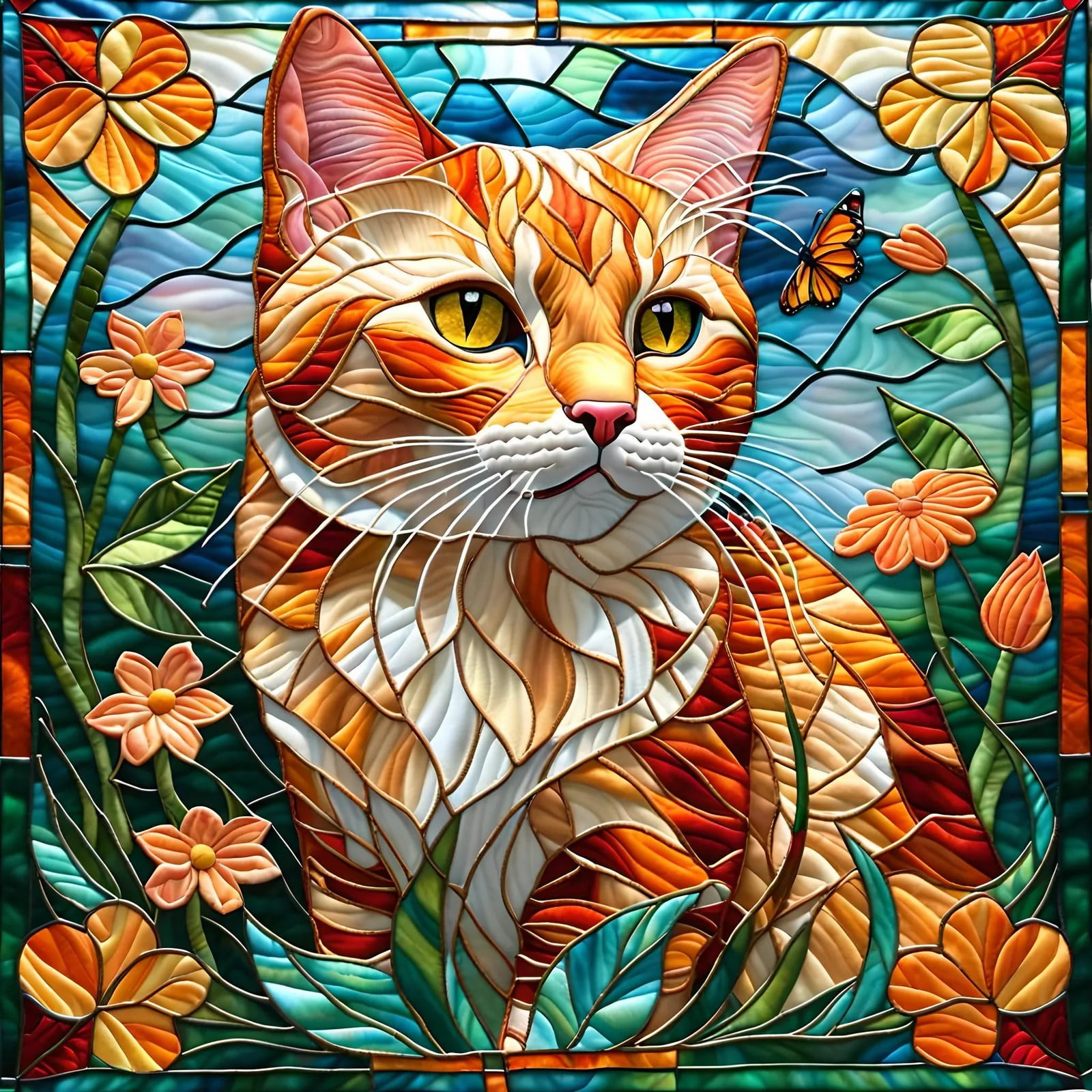 Stained glass tabby cat wooden puzzle 300 pieces - Educational games ...
