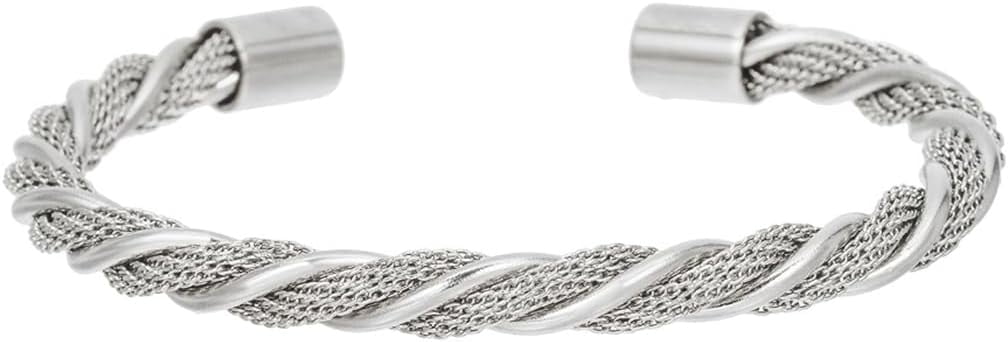 Stainess Steel Braided Cable Wire Rope Open Cuff Cocktail Party Biker ...