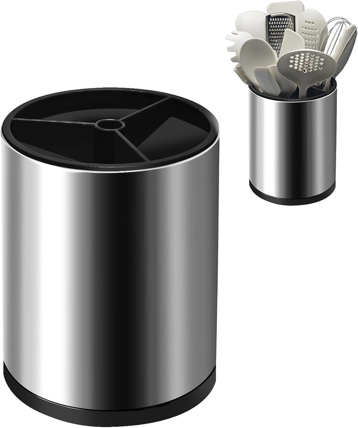 Stainless 360° Rotating Kitchen Utensil Holder,Large Counter Utensil ...