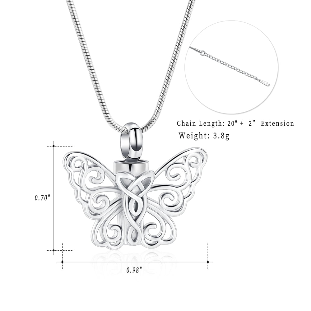 Stainless Butterfly Cremation Urn Necklace for Ashes Keepsake Memorial ...