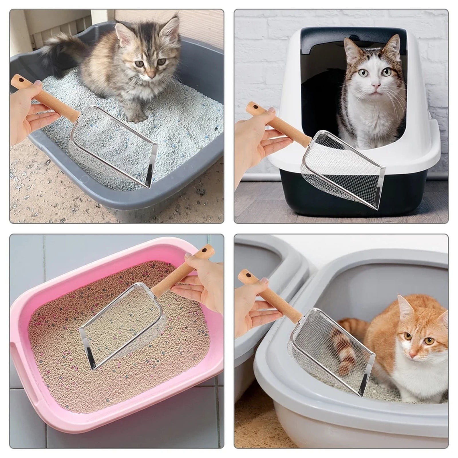 Stainless Cat Litter Cat Litter Shovel With Wooden Handle,Stainless ...