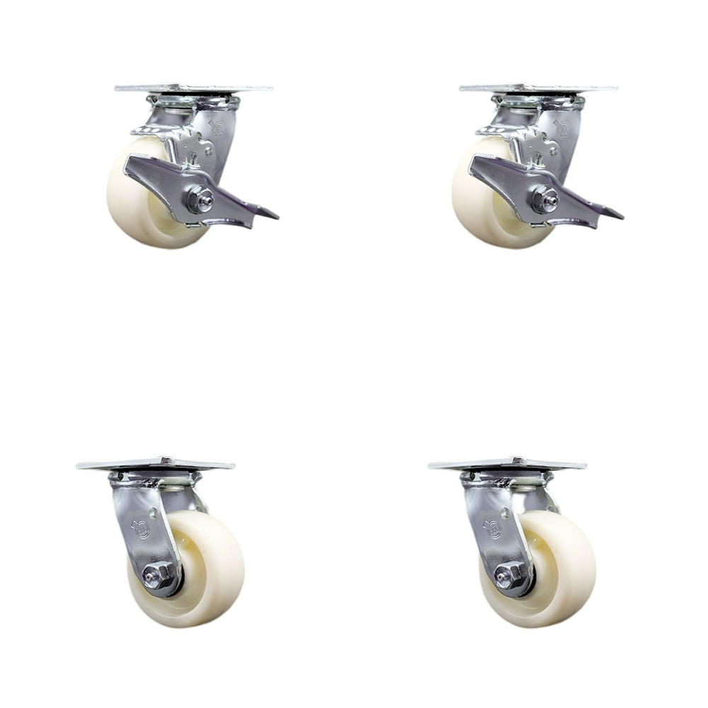 4 Inch Stainless Steel Nylon Caster Set with Roll Bearings 4 Swivel ...