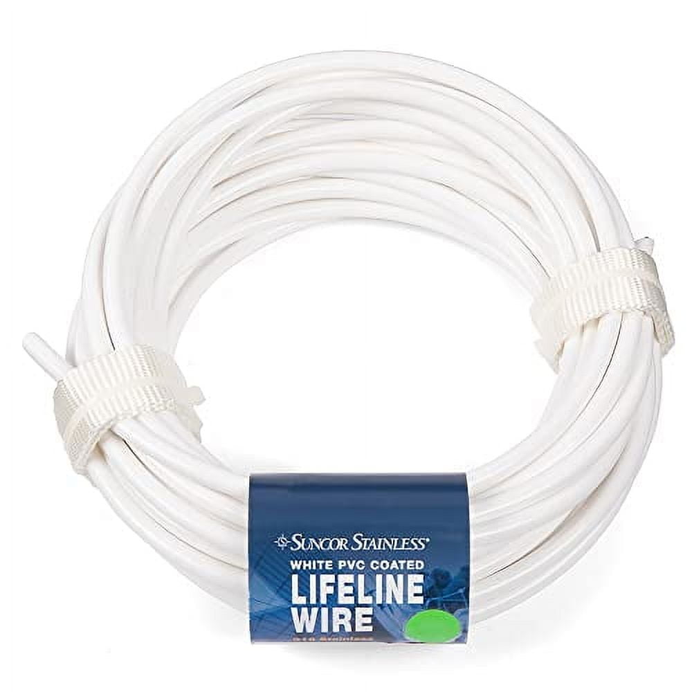 Stainless Lifeline Wire Rope Grade 316 (3/16" Wire x 5/16" White PVC ...