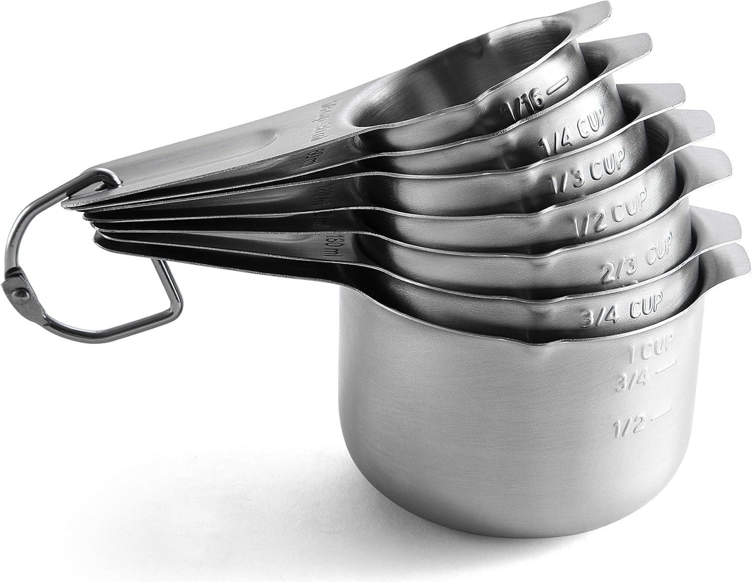Stainless Measuring Cups Set of 7 with Pour Spout - Nesting Kitchen ...