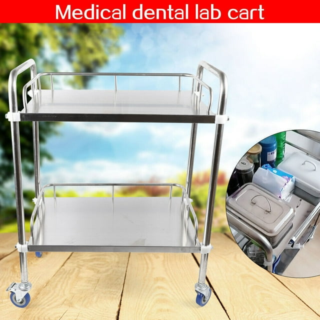 Stainless Medical Dental Lab Mobile Serving Cart Trolley Stand w ...