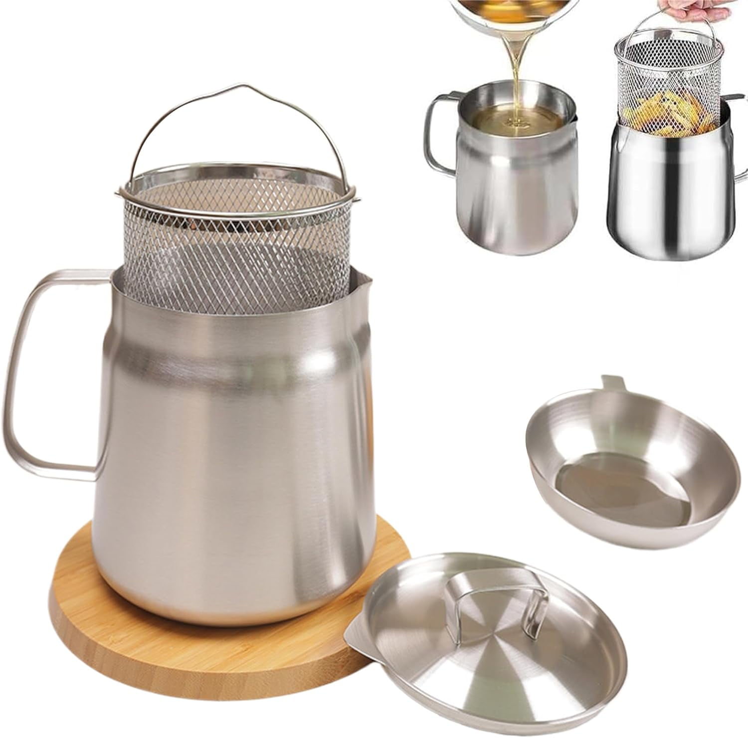 Stainless Oil Filter Container: Bacon Grease Saver with Strainer,1.5L ...