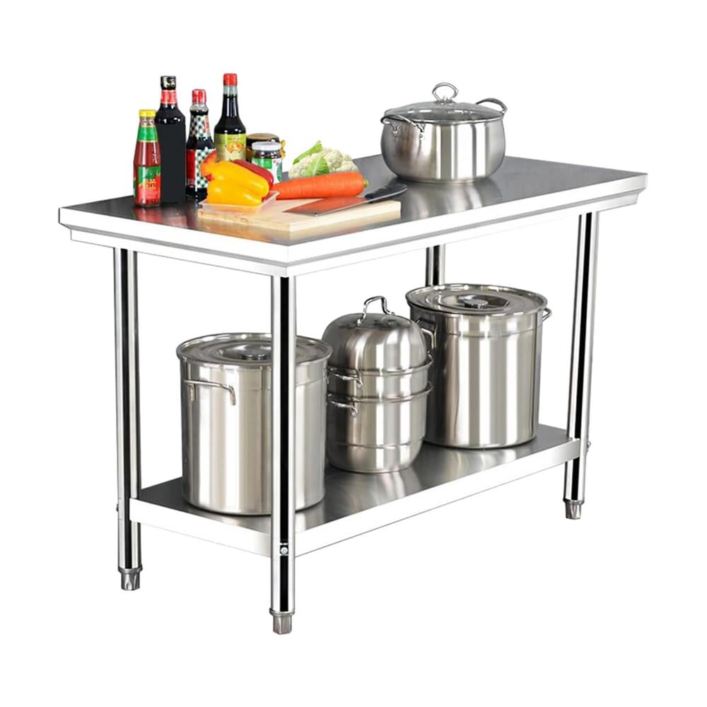 Stainless Prep Table Stainless Steel Work Table with Undershelf Kitchen ...
