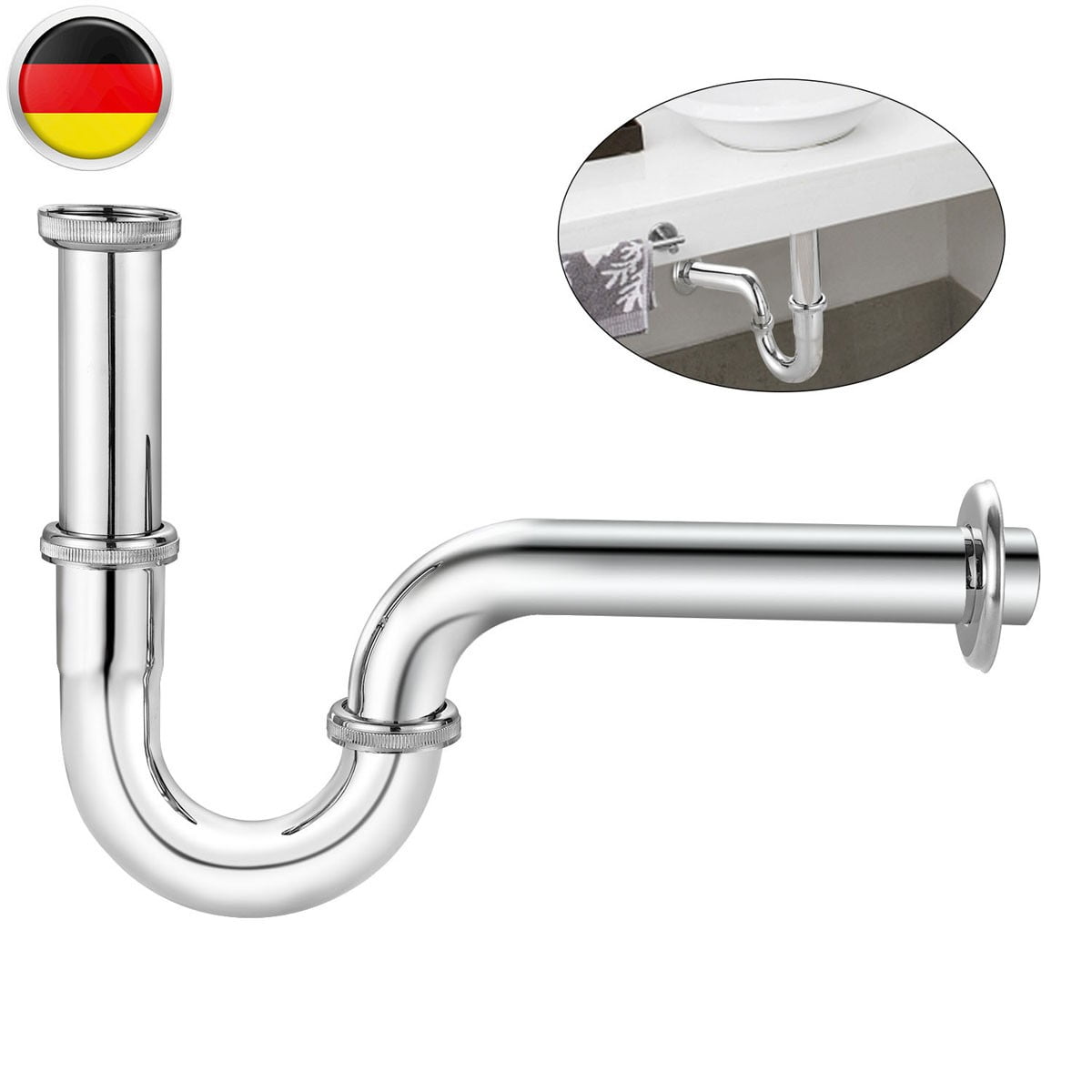 Stainless Steel 1/4'' x 32mm Waste Drain Valve Siphon Syphon For Faucet ...