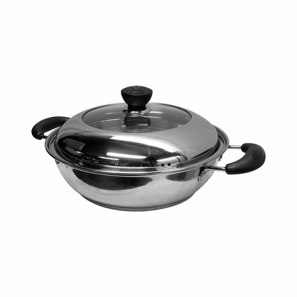 Stainless Steel 10" HOT POT Cookware Mirror Finish See Through Lid Pots ...
