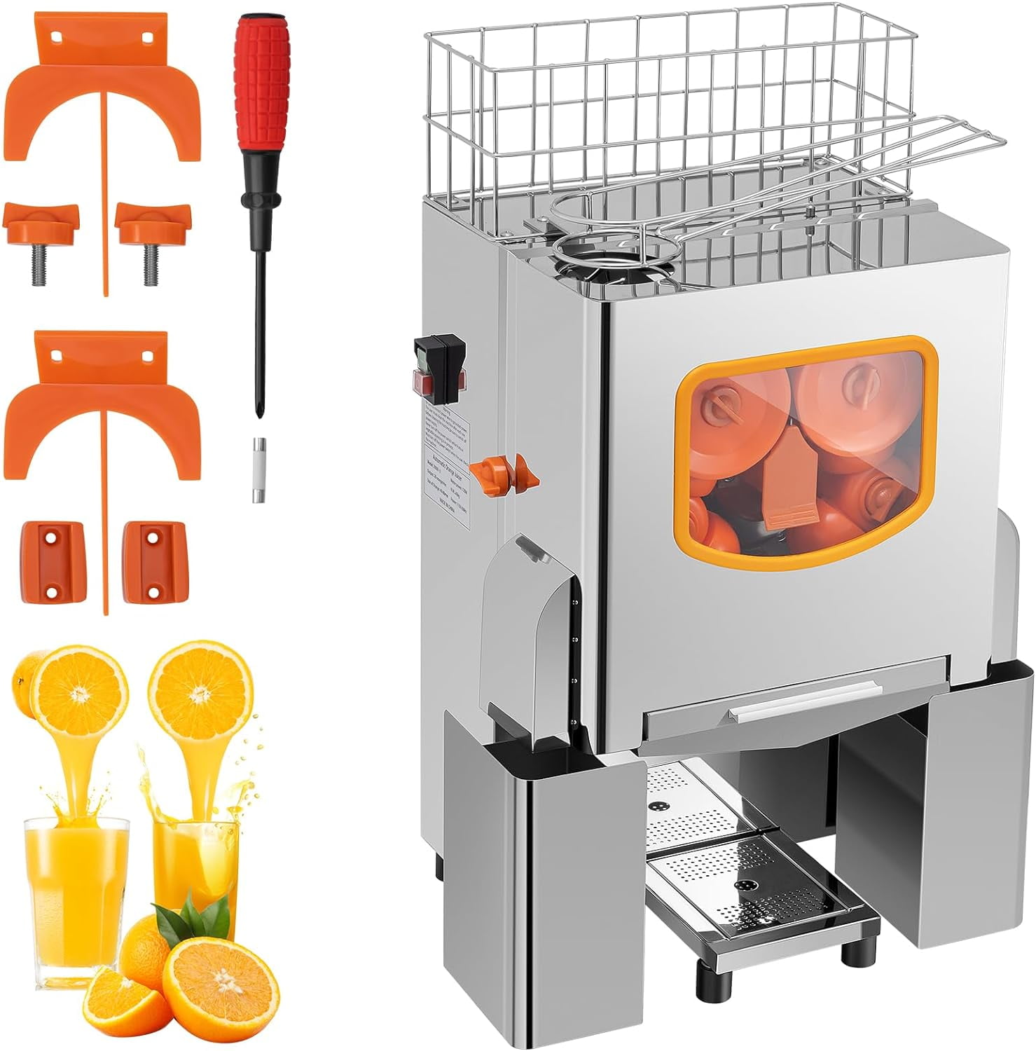 Stainless Steel 120W Commercial Orange Juicer Machine, 20 Oranges ...