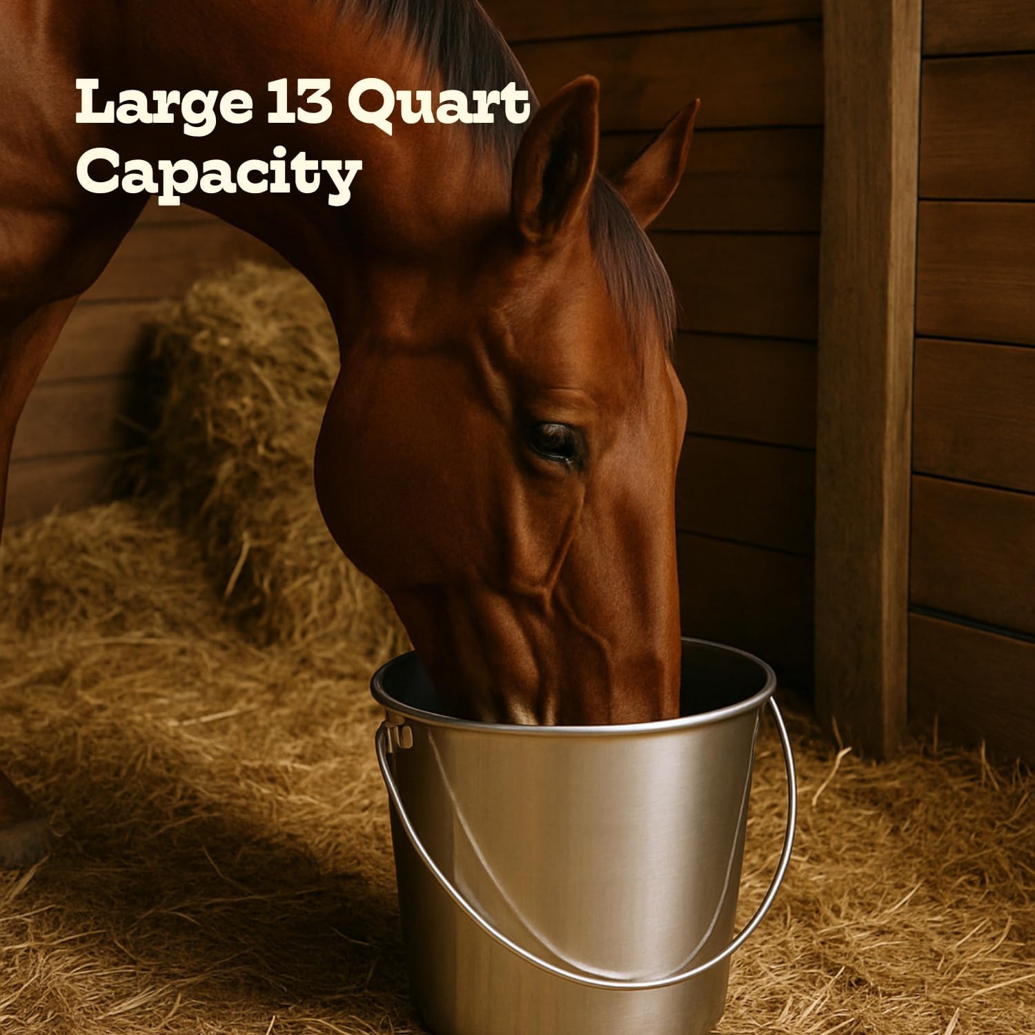 Stainless Steel 13 Qt Round Dog Pail with Handle - Large Pet Food ...