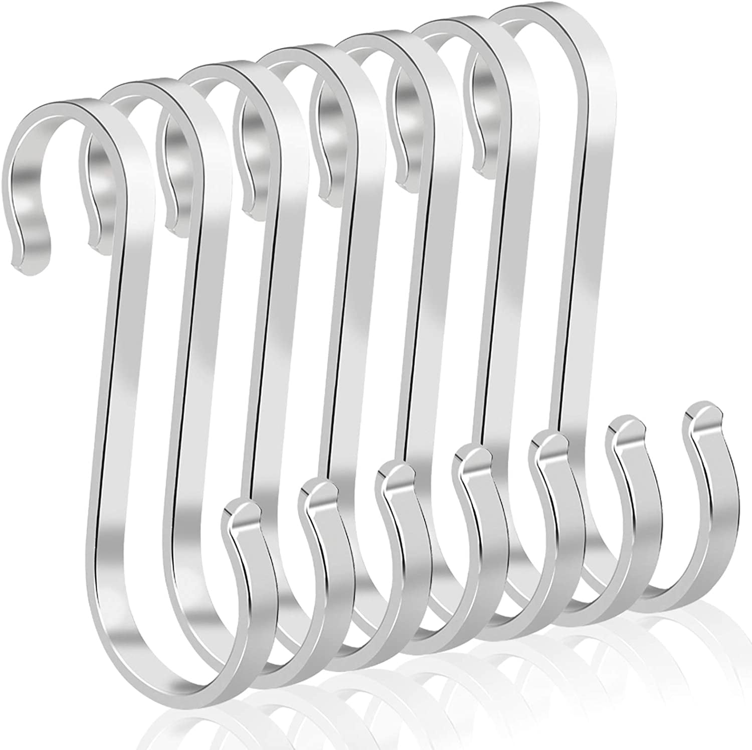 Stainless Steel 15 Pcs S Shape Hanging Hooks 3" Hooks Kitchen Flat Hooks Heavy Duty Hooks for ...