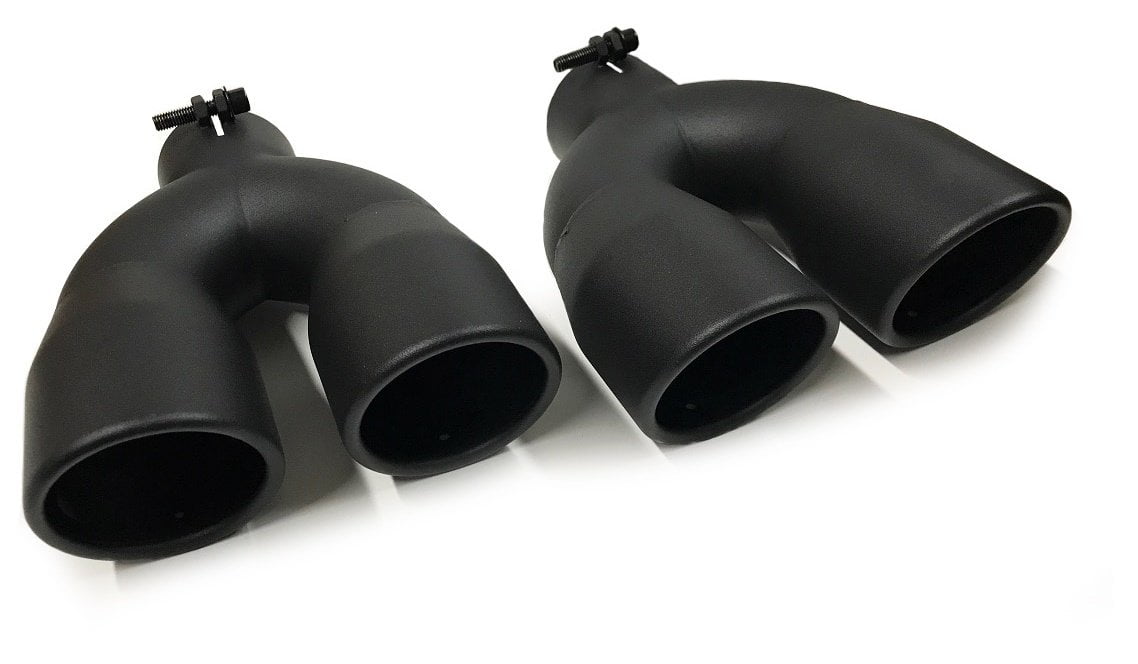 Stainless Steel - (2 Pack) Pair Of Flat Black Dual Exhaust Tips - 2.5 ...