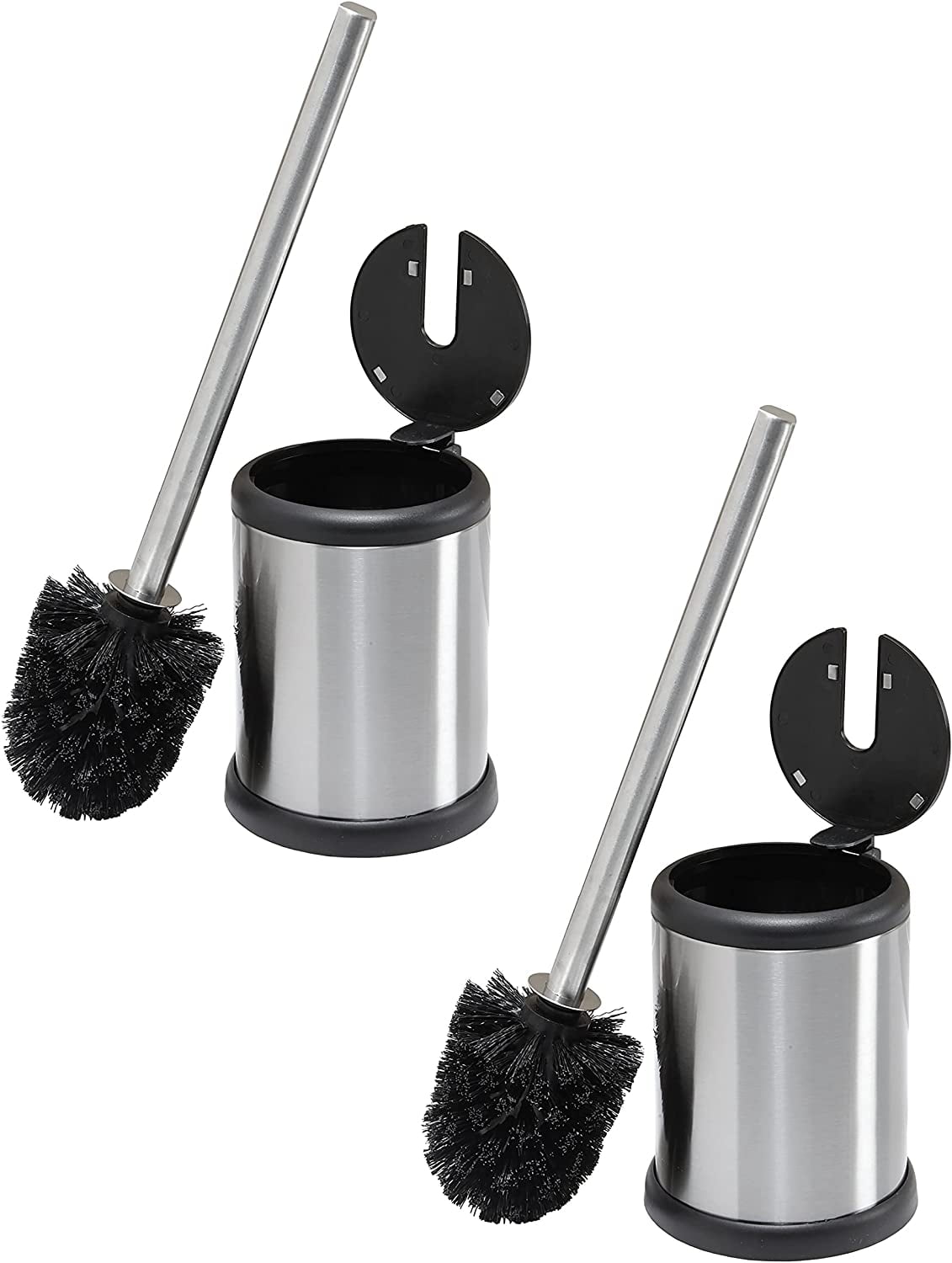 Stainless Steel 2 Pack Self Closing Lid Toilet Brush and Holder, Finger ...