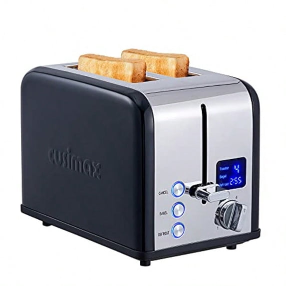 Stainless Steel 2 Slice Toaster with LED Display Extra-wide Slots 6 ...
