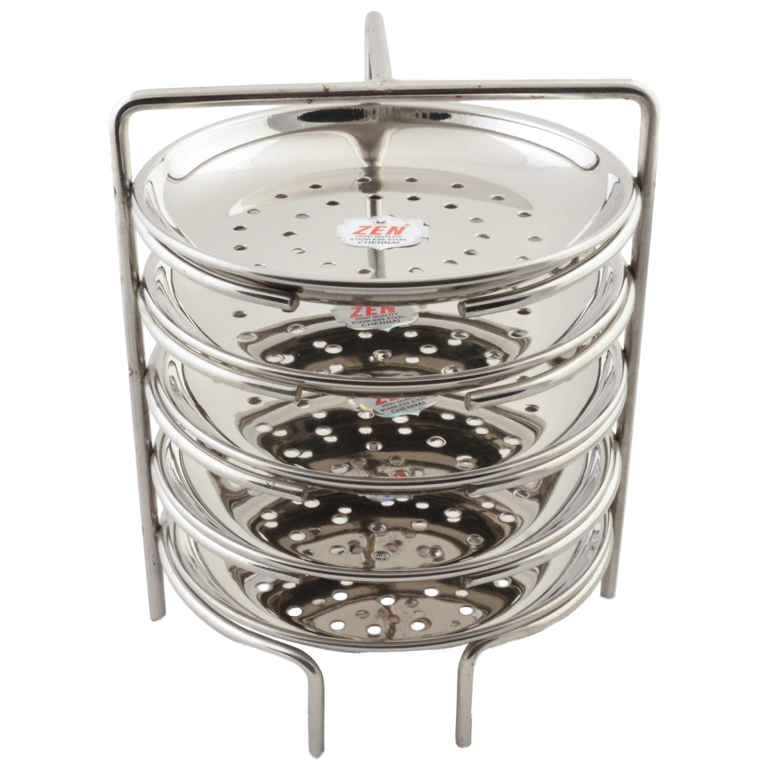 Stainless Steel 2 Tier Momos Maker & Steamer With 5 Plates - Silver ...