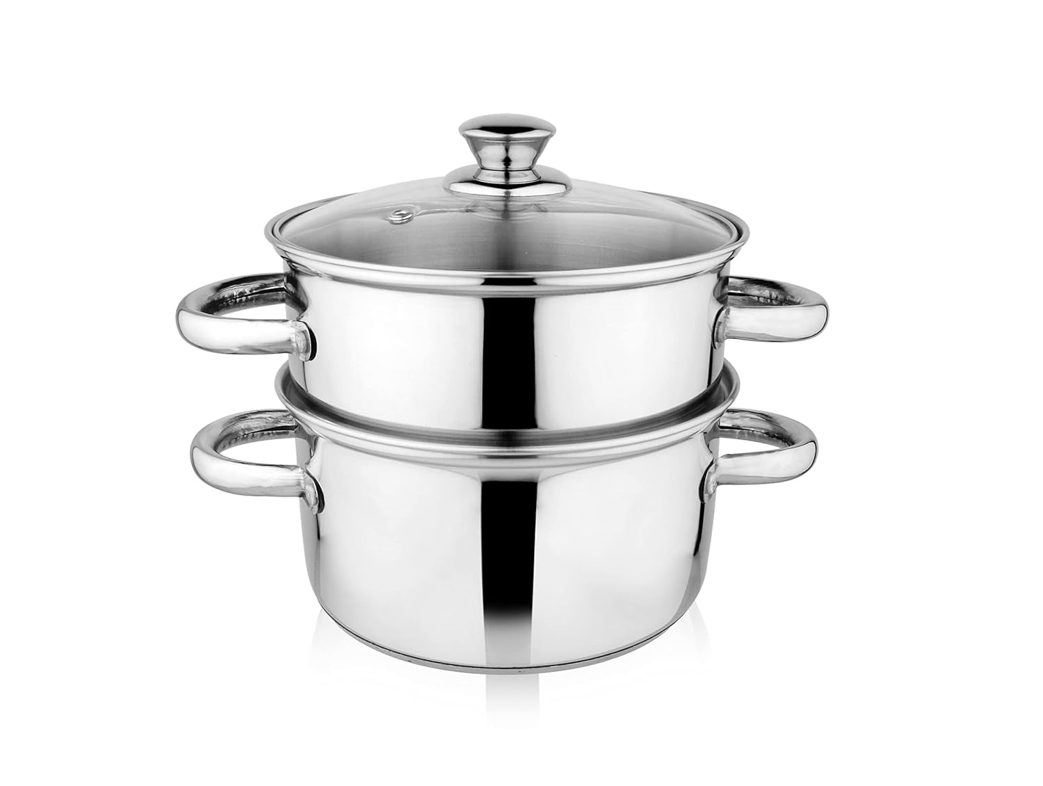 Stainless Steel 2 Tier Momos Maker & Steamer With Glass Lid & Handles ...