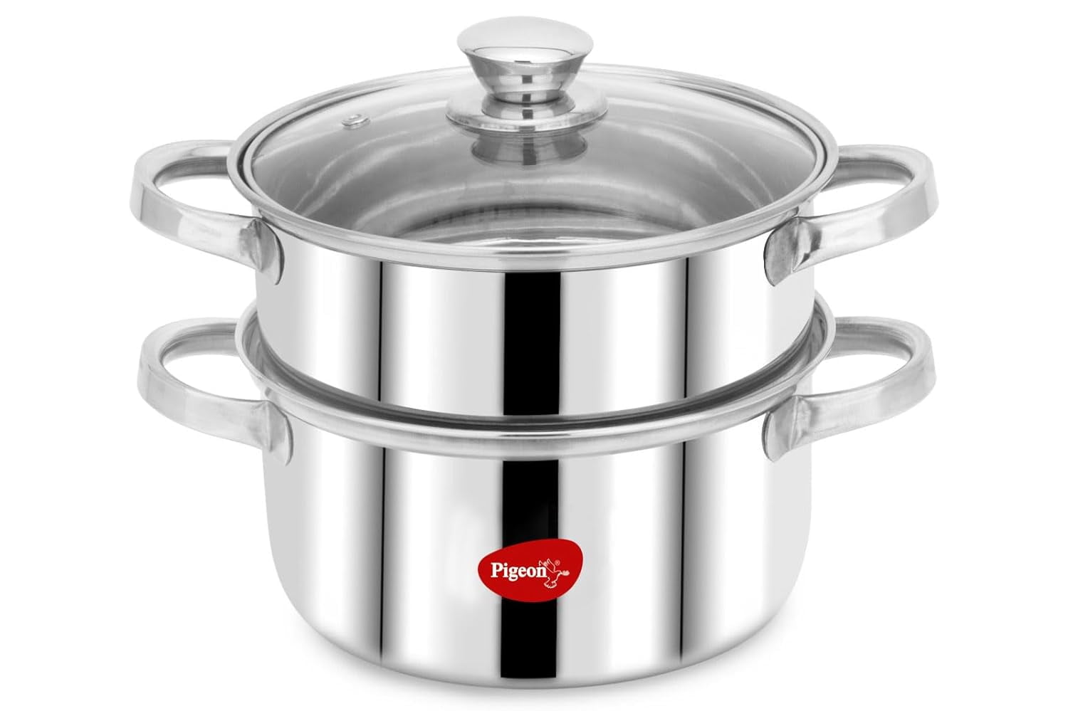 Stainless Steel 2 Tier Momos Maker & Steamer With Glass Lid & Handles ...