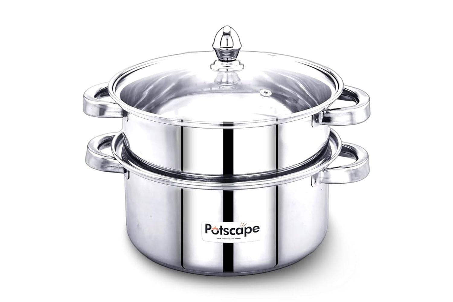 Stainless Steel 2 Tier Momos Maker & Steamer Set With Lid & Handles ...