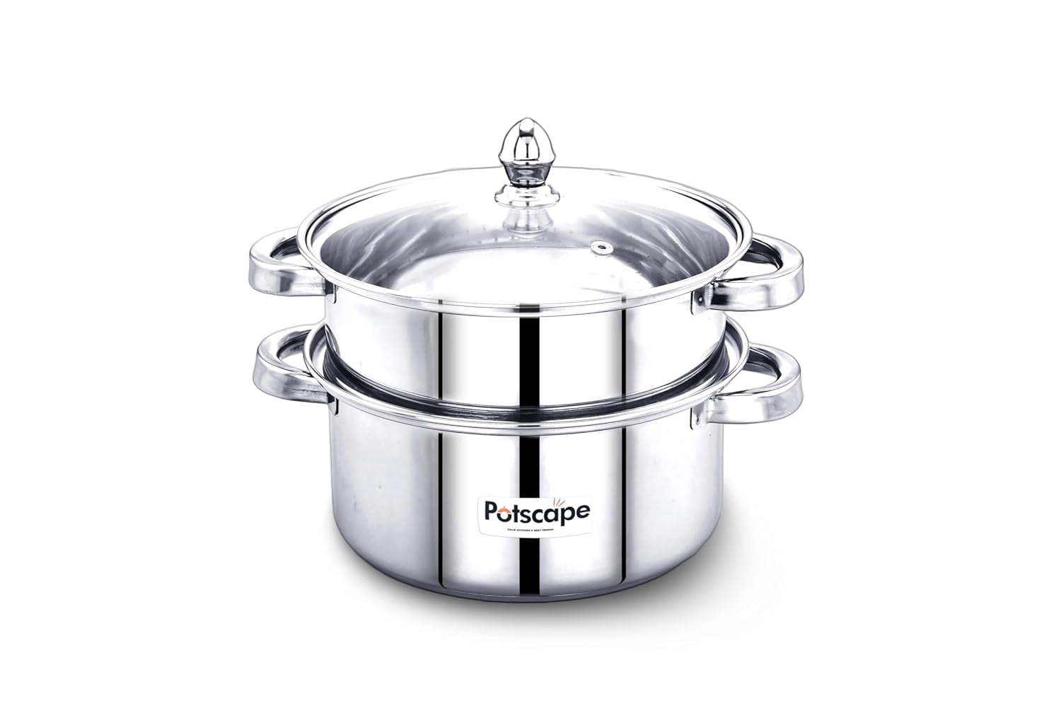 Stainless Steel 2 Tier Momos Maker & Steamer Set With Lid & Handles ...