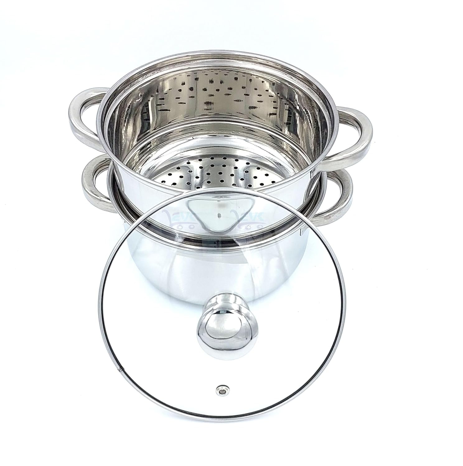 Stainless Steel 2 Tier Steamer Set With Lid & Handle - Silver, 20cm, 4. ...