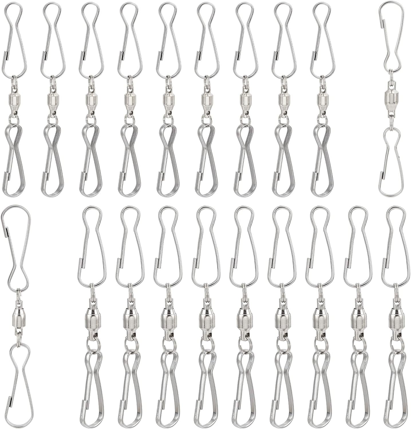 Stainless Steel 20Pcs 2 Sizes Swivels Wind Spinner Hooks Smooth ...