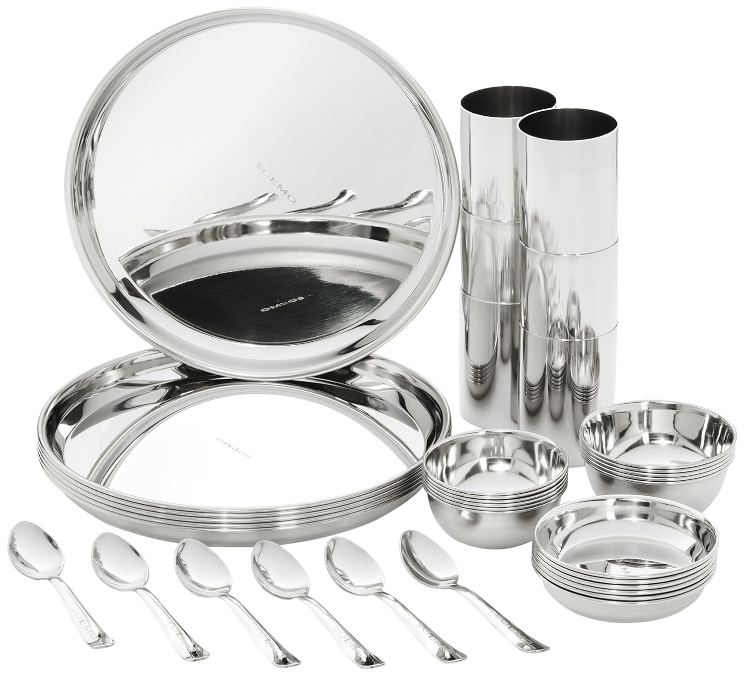 Stainless Steel 24 Gauge Dinner Set Dinnerware Set Set of 36 Mirror ...