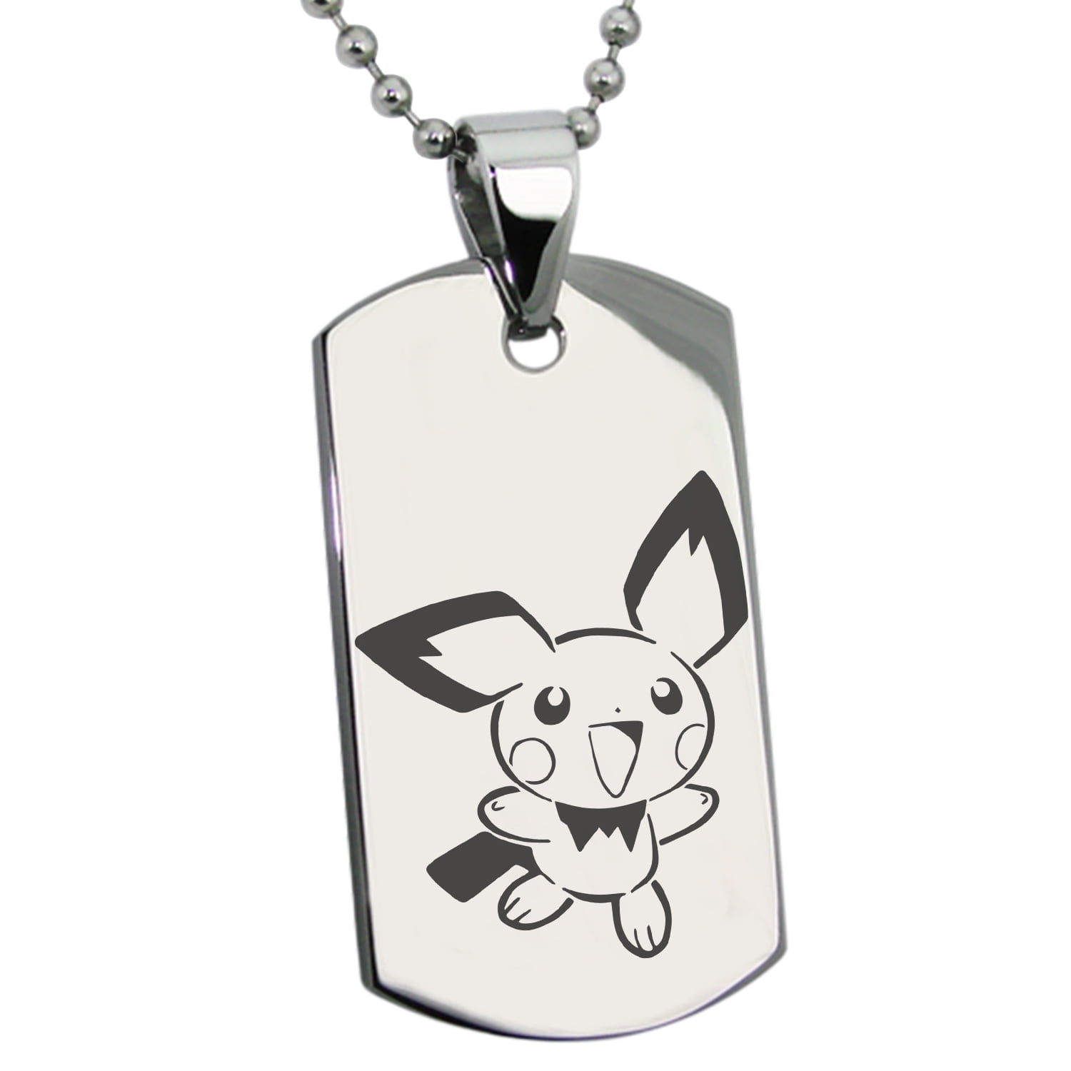 Tioneer Stainless Steel 2nd Gen Pichu Pokémon Engraved Dog Tag Pendant ...
