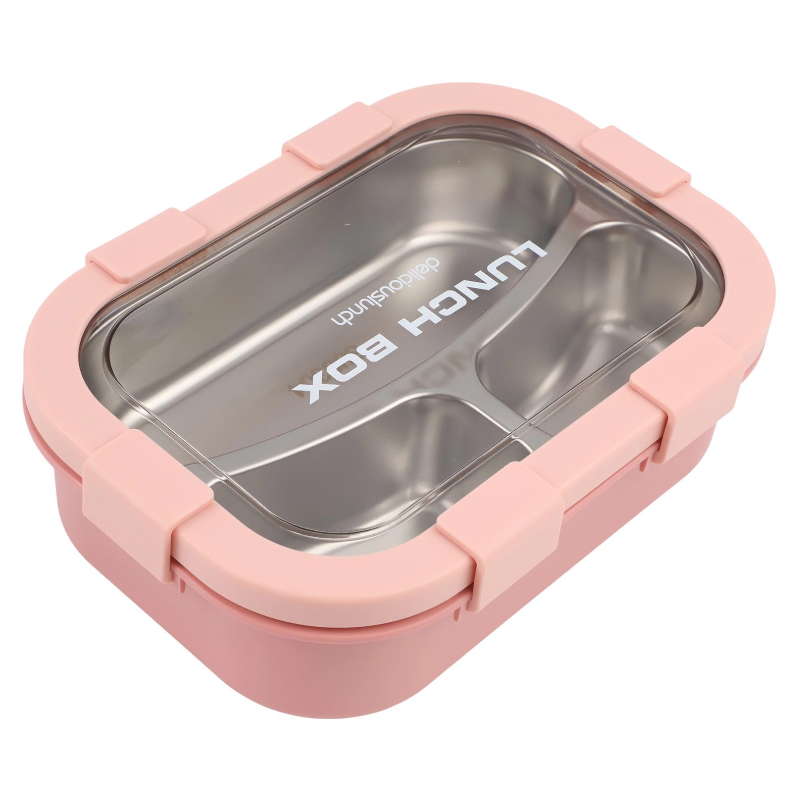 Stainless Steel 3-Compartment Lunch Box Container with Secure Leakproof ...