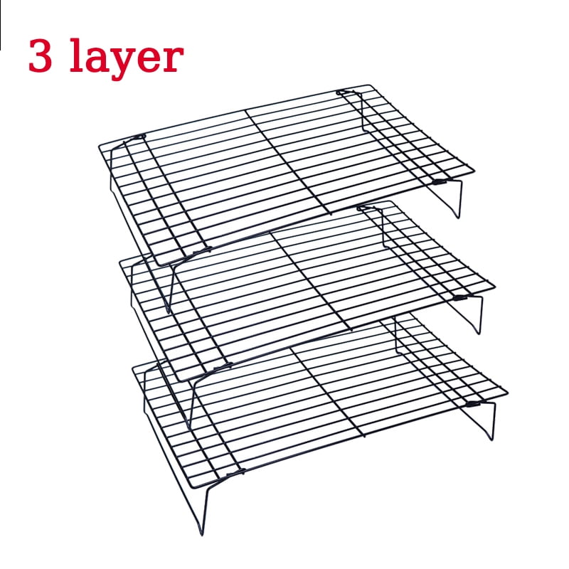 Stainless Steel 3 Layer Non Stick Wire Grid Tray Cake Cooling Rack Oven ...