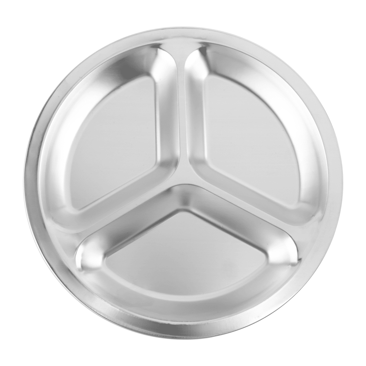 Stainless Steel 3 Sections Round Divided Dish Snack Dinner Plate ...