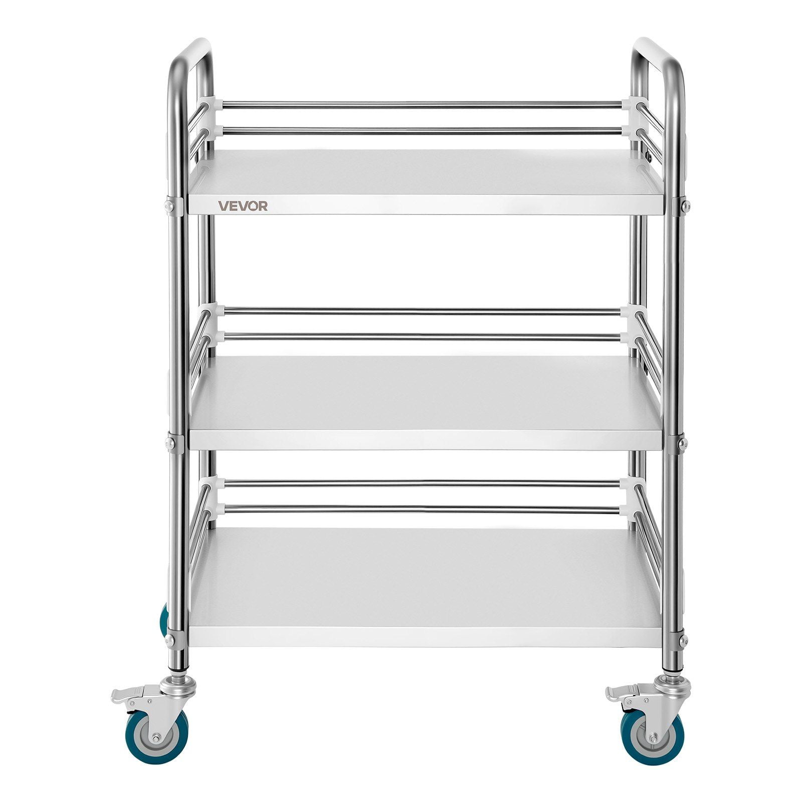 Stainless Steel 3 Tier Rolling Utility Cart with Lockable Wheels Heavy ...